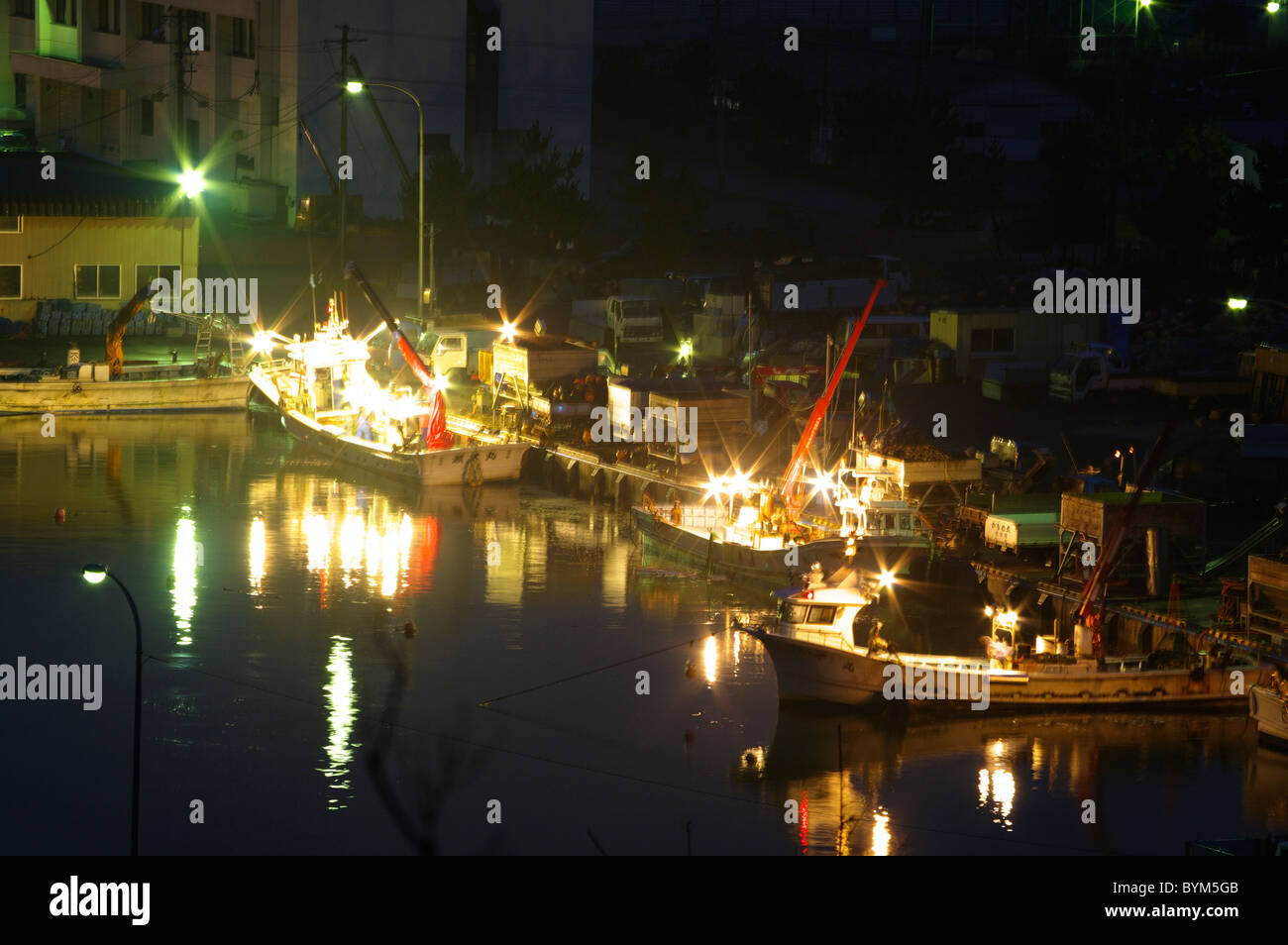 Abuda Port Harbor Fishing Boat Water Illuminated Stock Photo - Alamy