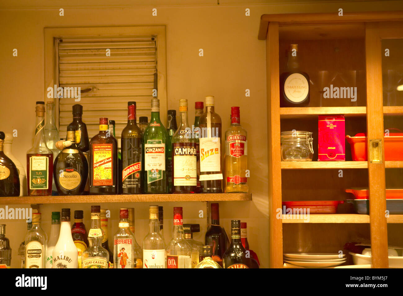 Alcohol Bottle In A Row Large Group Of Objects Stock Photo - Alamy