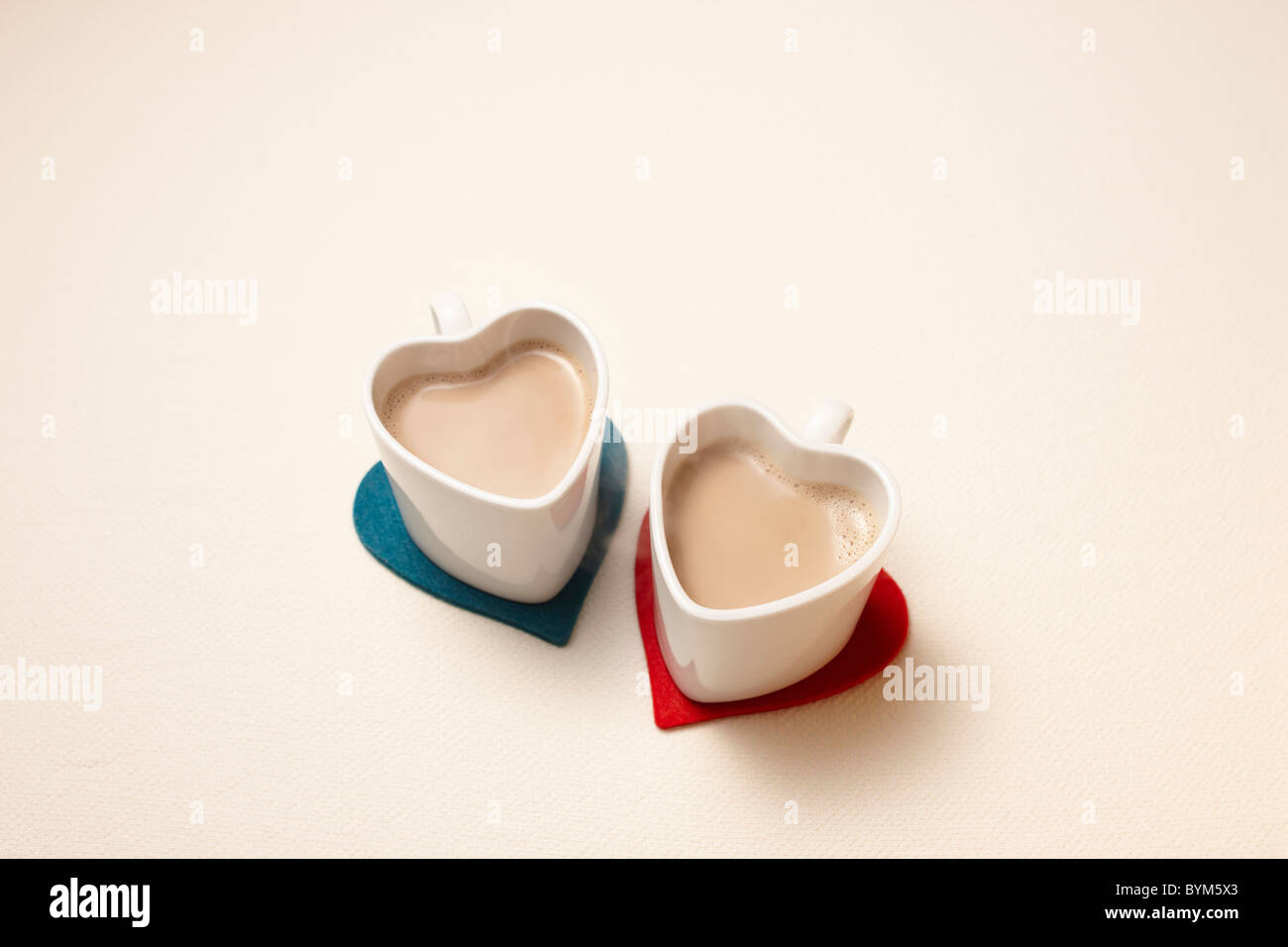 Coffee in Heart Shaped Cups Stock Photo - Alamy