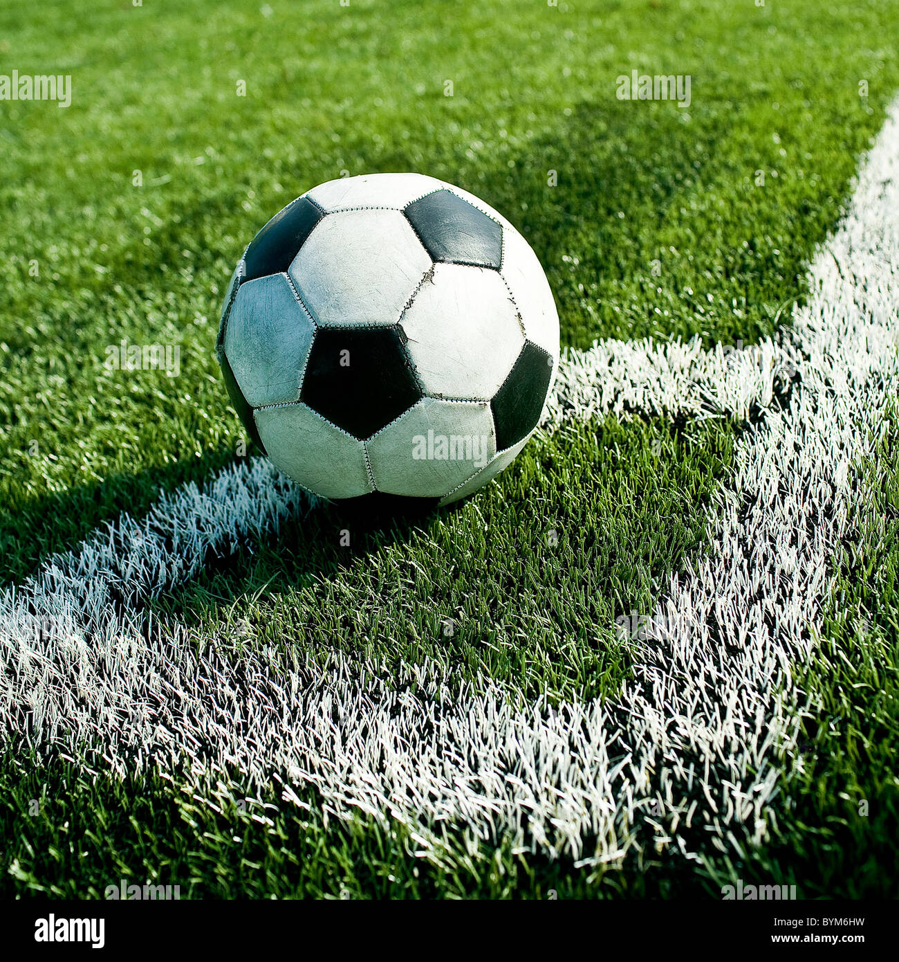 Soccer ball on the field Stock Photo - Alamy