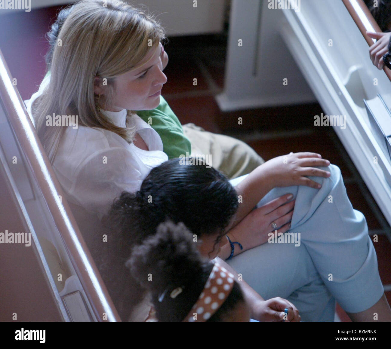 Jenna Bush, daughter of President George Bush sitting among the ...