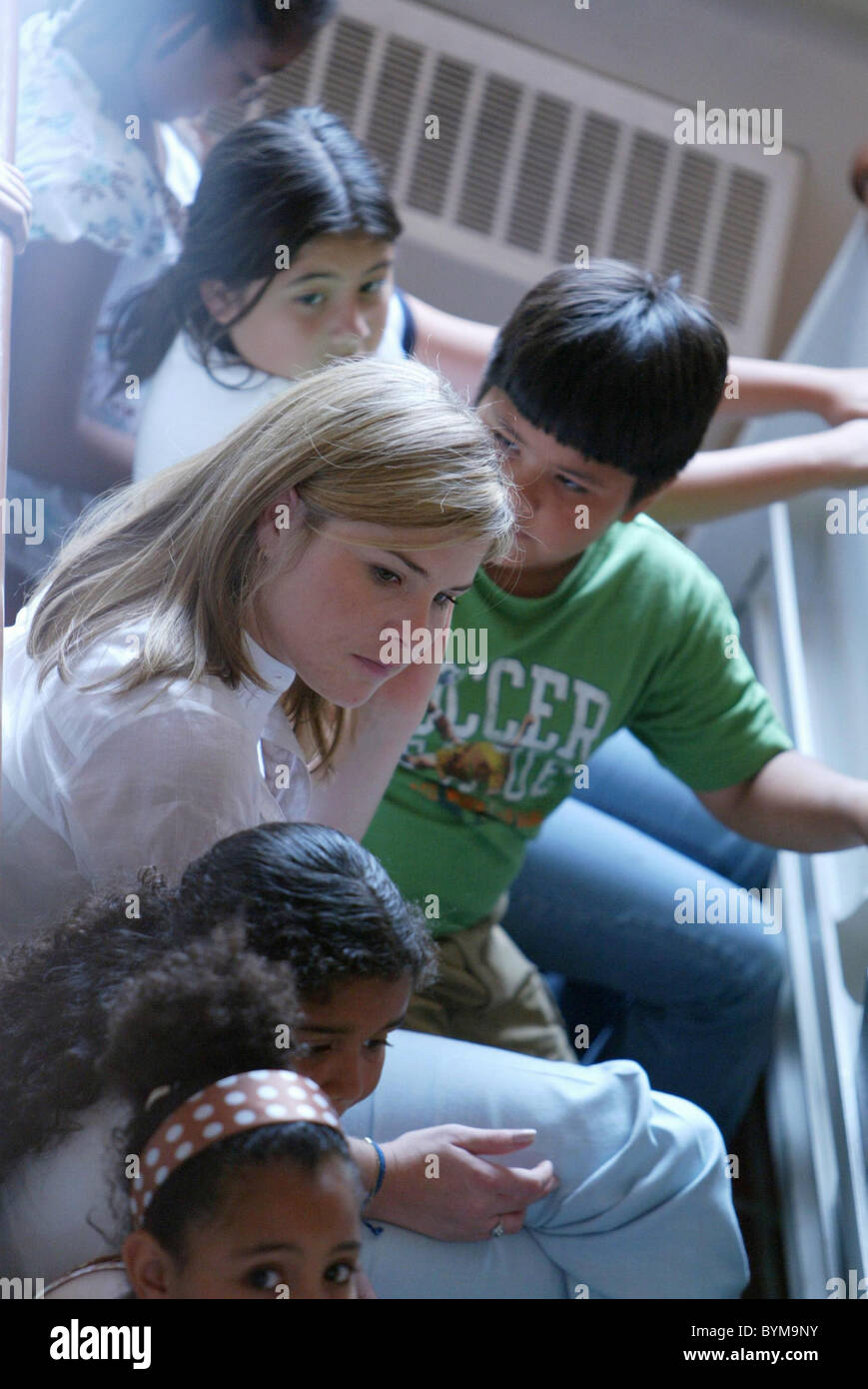 Jenna Bush, daughter of President George Bush sitting among the ...