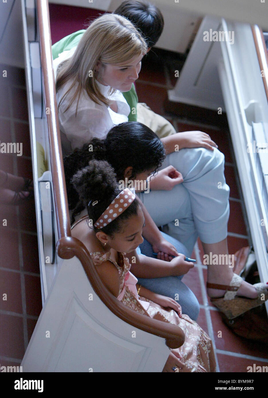 Jenna Bush, daughter of President George Bush sitting among the ...