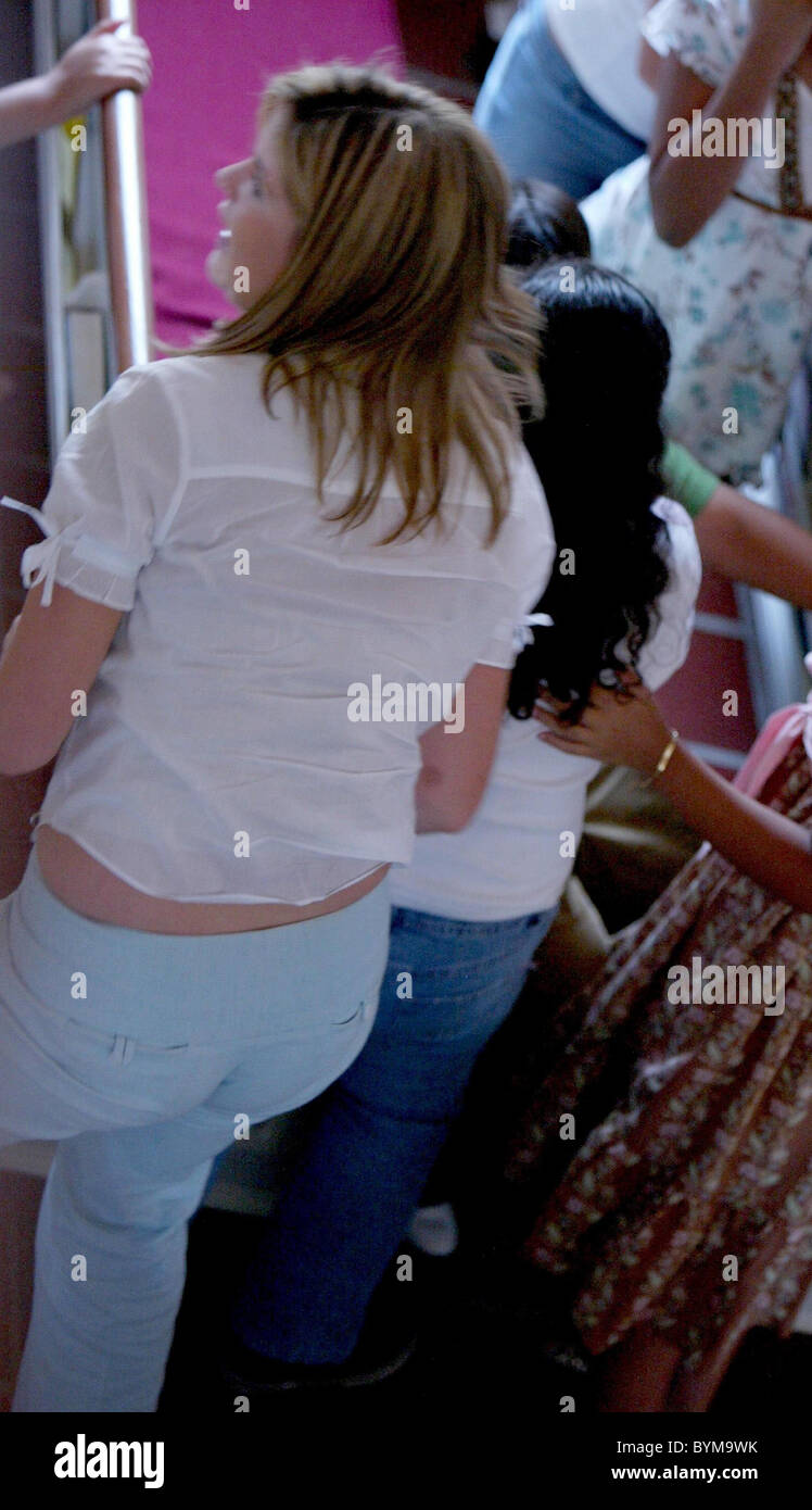 Jenna Bush, daughter of President George Bush sitting among the ...