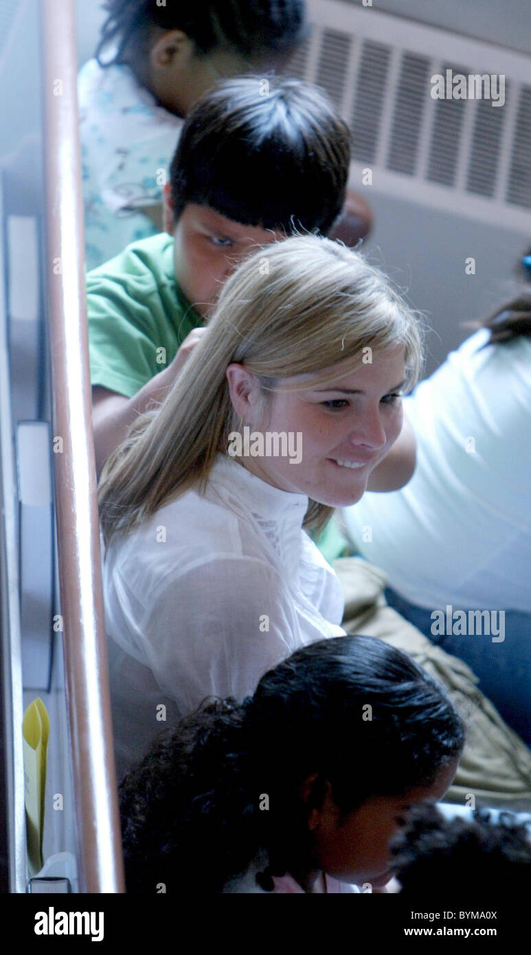 Jenna Bush, daughter of President George Bush sitting among the ...