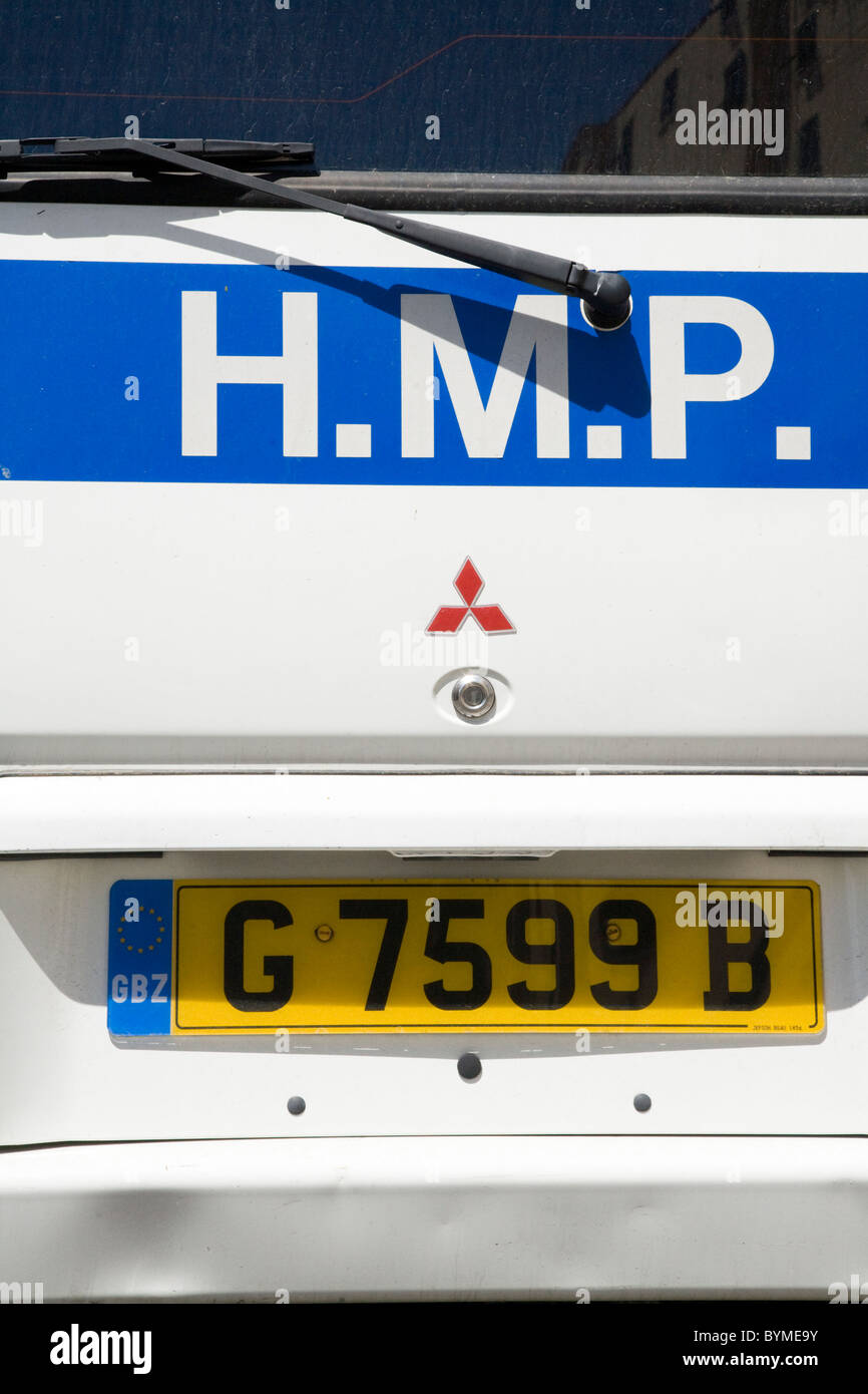 Rear end / boot / hatch back / hatchback of prison van parked at HMP ...