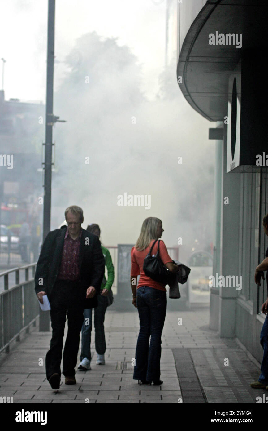 A fire raging at a subway in Hammersmith, London on June 1, 2007. Fire ...