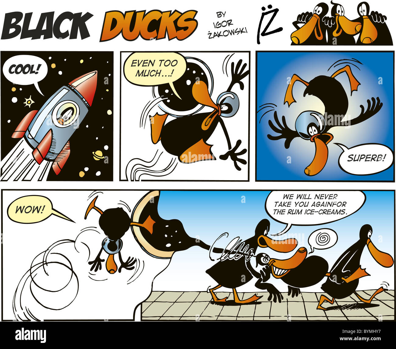 Black Ducks Comic Strip episode 1 Stock Photo - Alamy