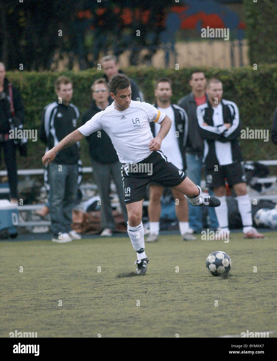 Robbie Williams playing a game of football Los Angeles, California - 16 ...