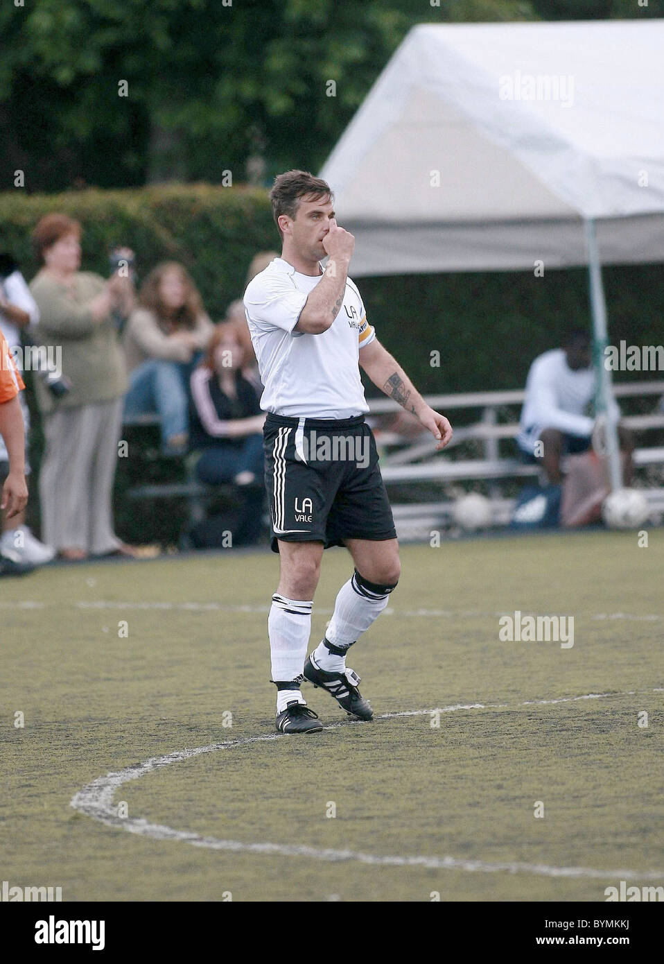 Robbie Williams playing a game of football Los Angeles, California - 16 ...