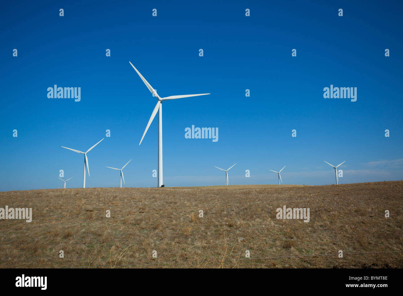A Wind Farm with Blue Skys Stock Photo - Alamy