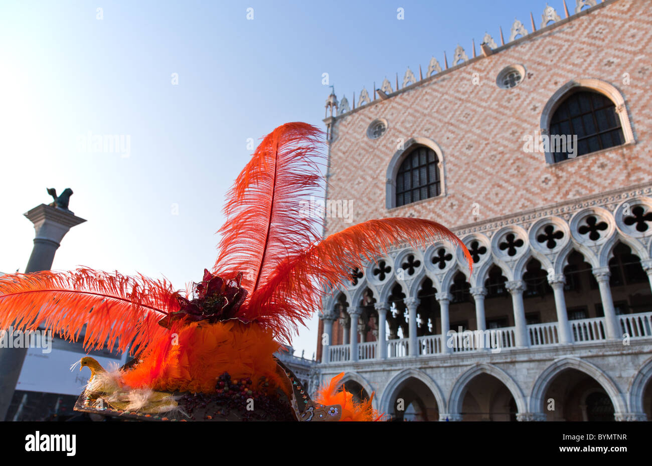 Italy, Venice, typical carnival masks in Piazza San Marco Stock Photo ...