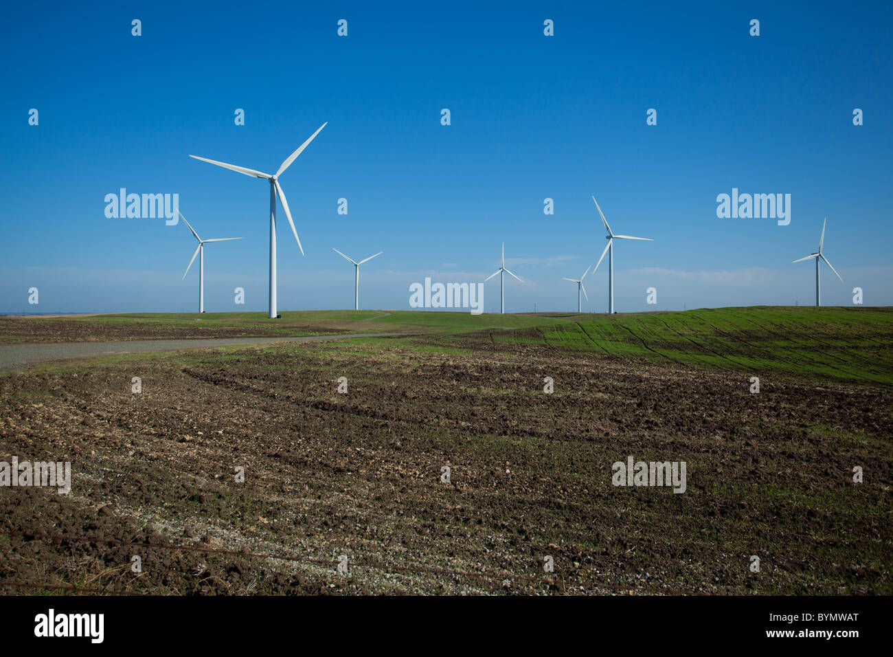 A Wind Farm with Blue Skys Stock Photo - Alamy