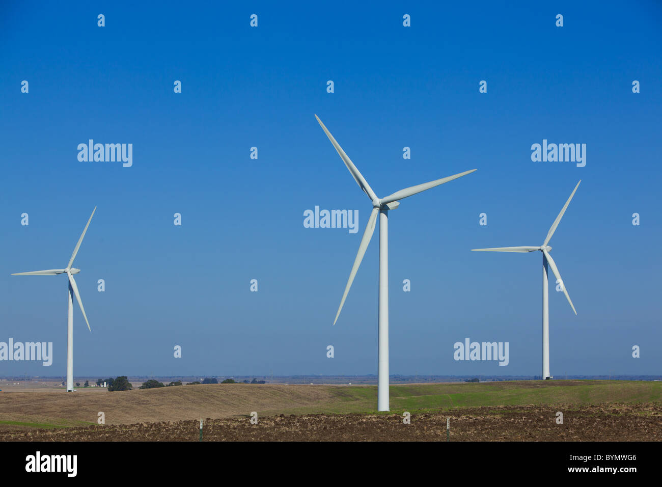 A Wind Farm with Blue Skys Stock Photo - Alamy