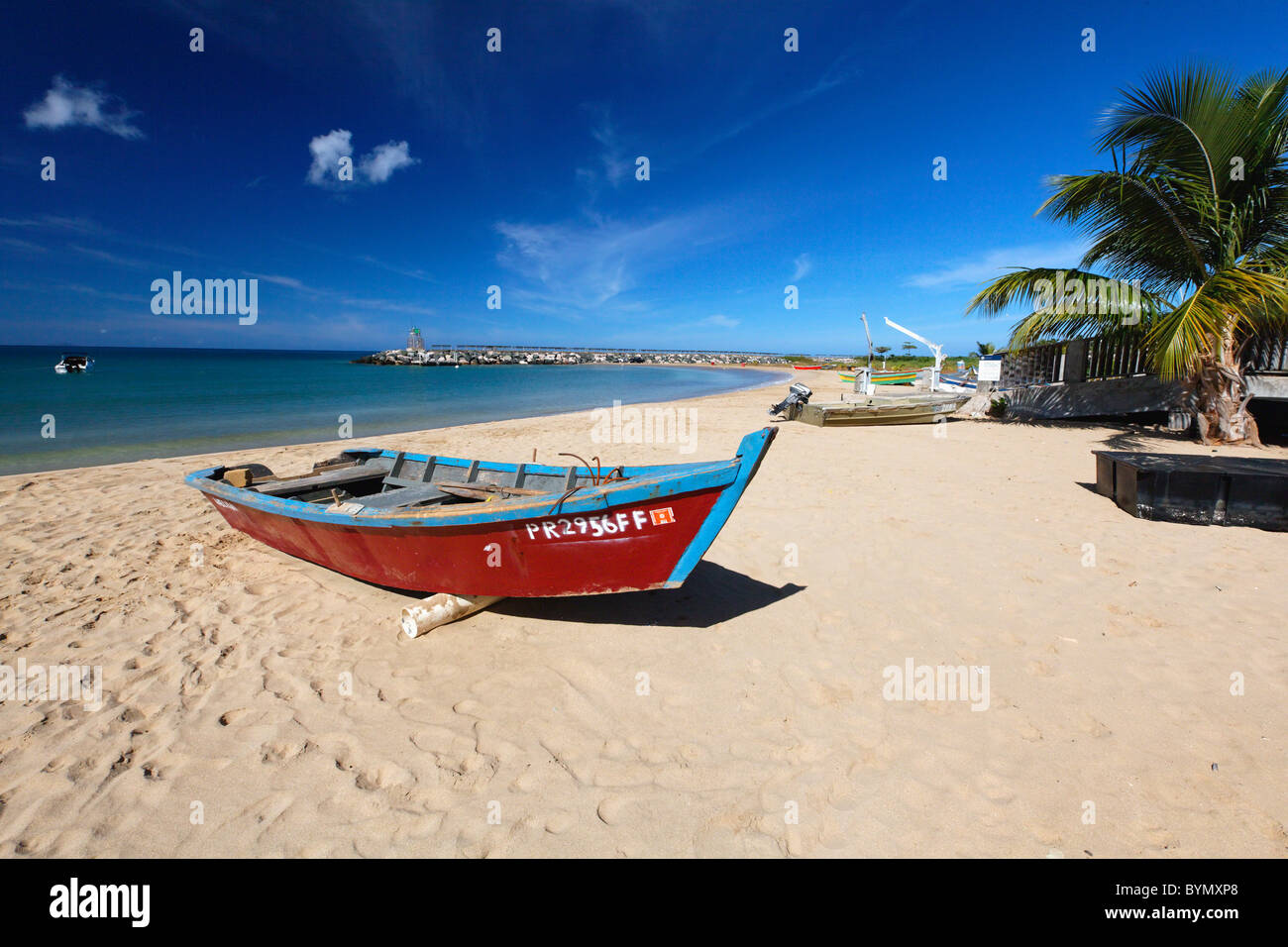 Traditional Fishing Boat on the Beach, Aguadilla, Puerto Rico Stock ...