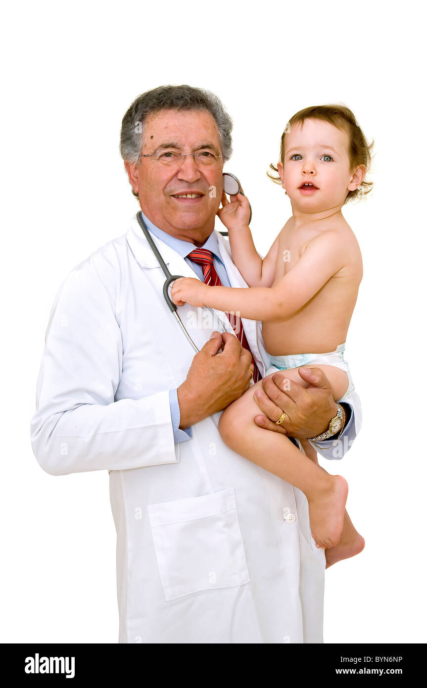 Doctor with baby isolated in white Stock Photo - Alamy
