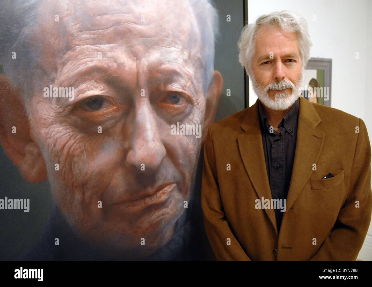 Finalist Paul Emsley with his painting 'Michael Simpson' BP Portrait ...