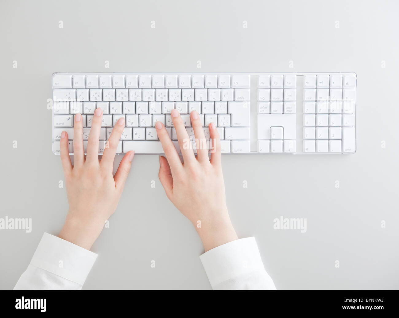 Woman Computer Keyboard High Angle View Typing Stock Photo - Alamy
