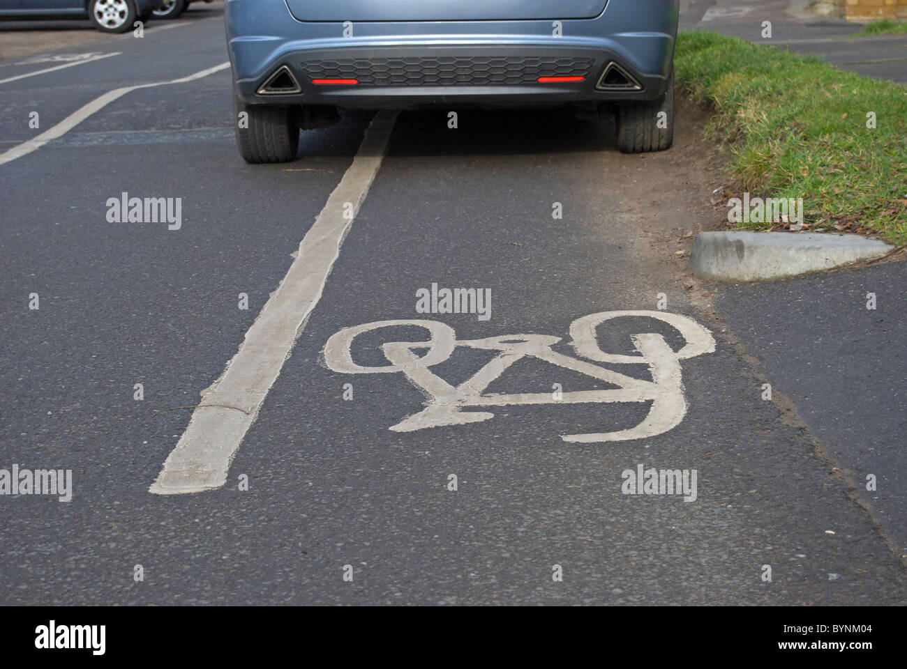 car parked in mandatory cycle lane, in ham, surrey, england Stock Photo ...