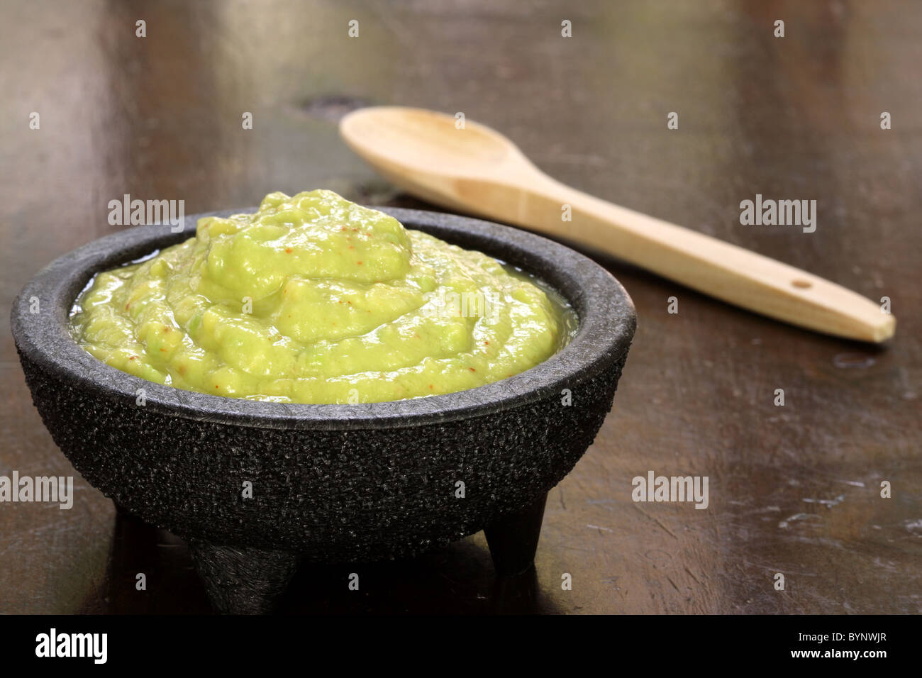 perfectly made mexican guacamole,prepared with fresh avocados lemo ...