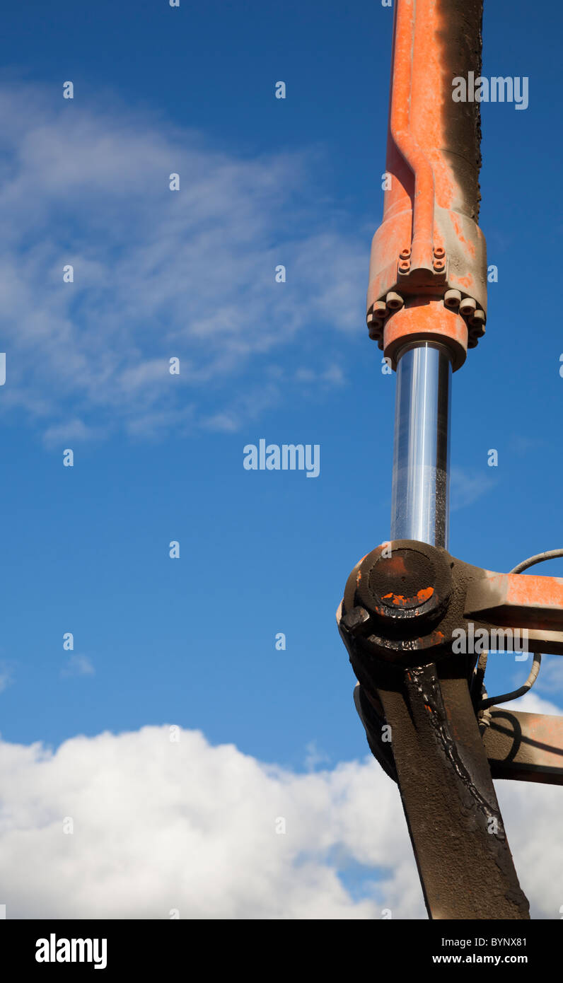 Hydraulics on digger boom arm Stock Photo - Alamy