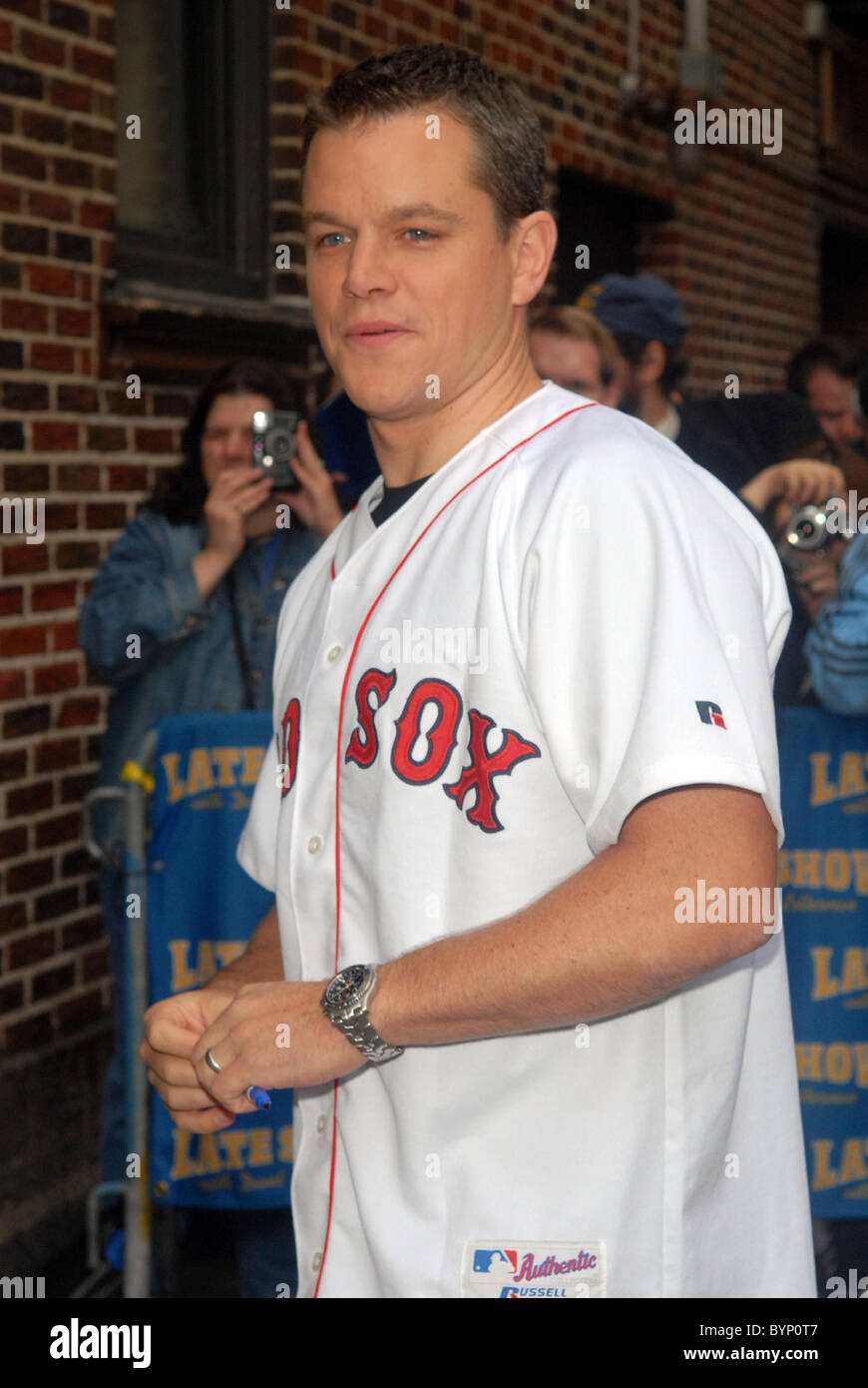 Matt Damon outside Ed Sullivan Theatre for the 'Late Show With David ...