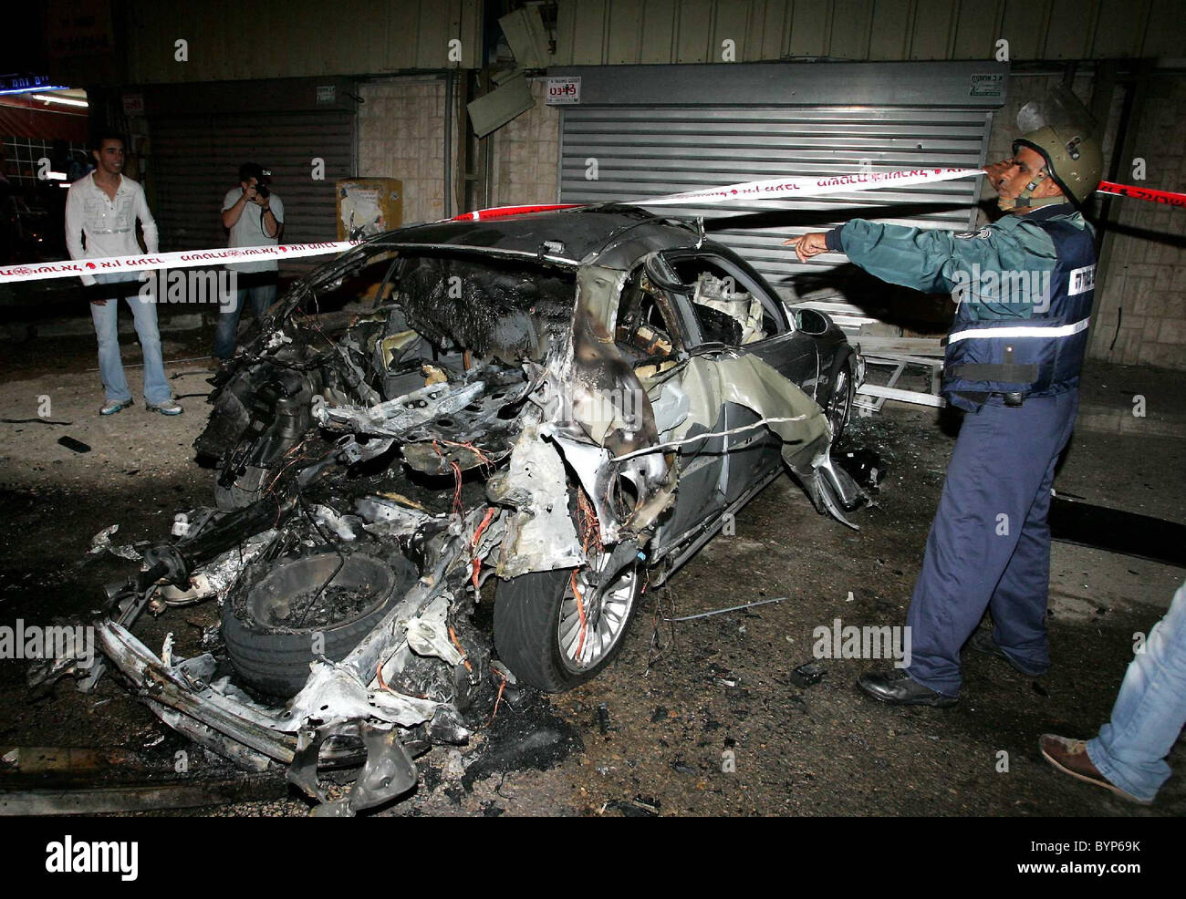 The BMW that received the direct hit from a Quassam rocket, killing it ...