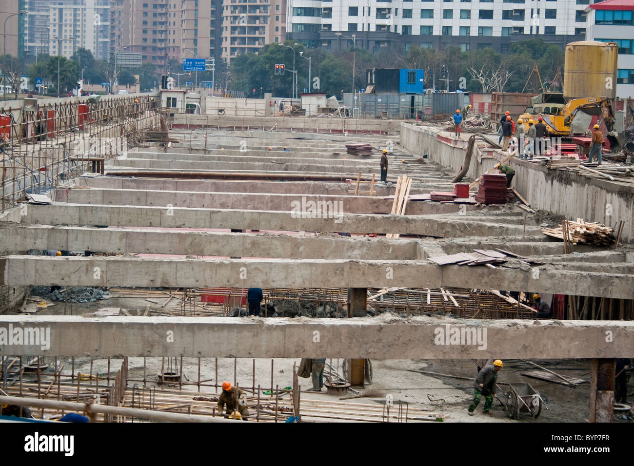 Foundations for the new "Shanghai Tower", Shanghai, China Stock Photo ...