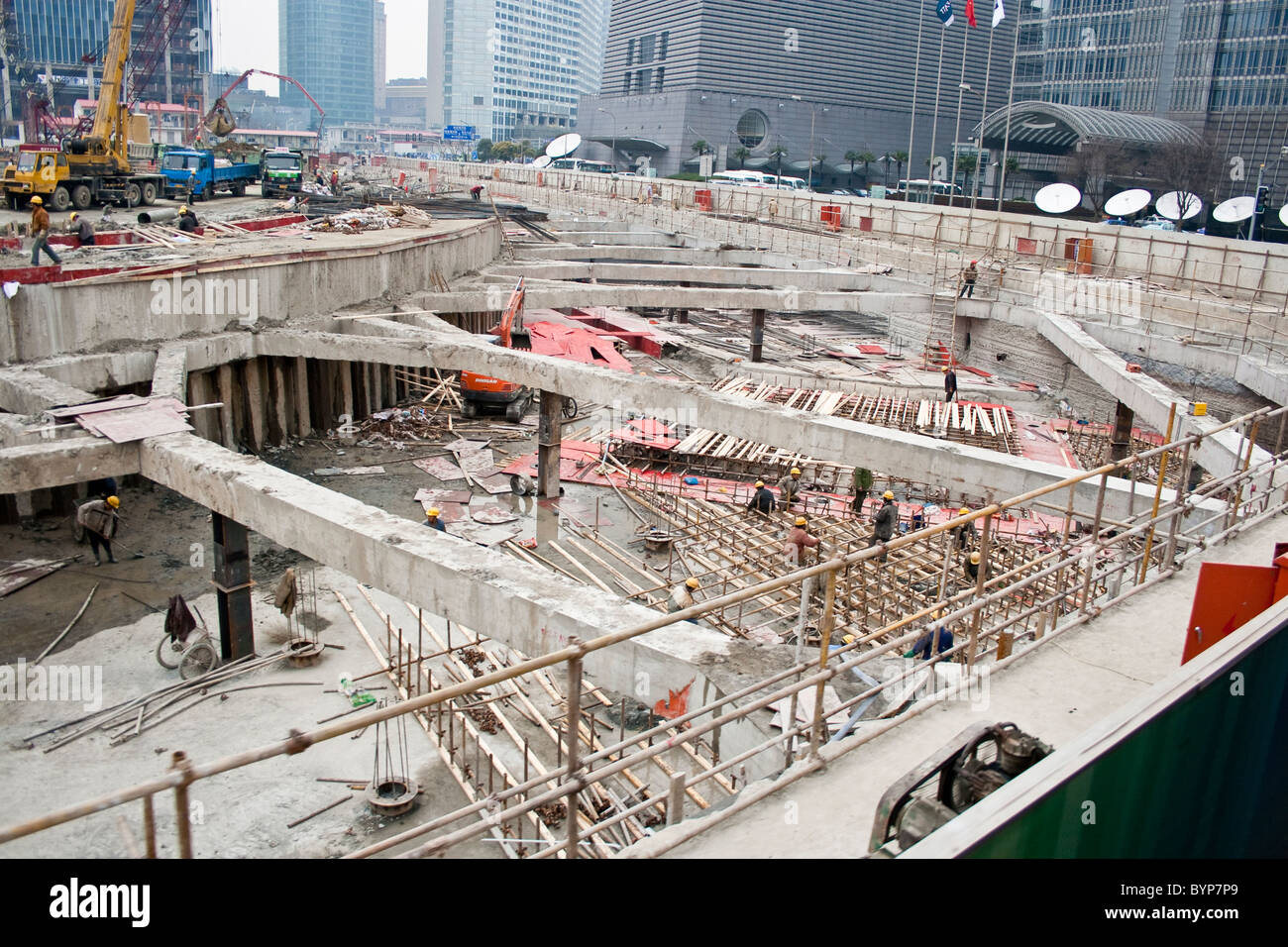 Foundations for the new "Shanghai Tower", Shanghai, China Stock Photo ...