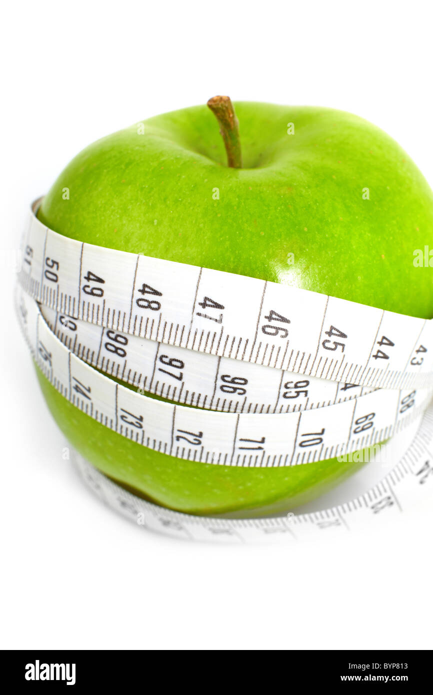 Green apples measured the meter, sports apples Stock Photo - Alamy