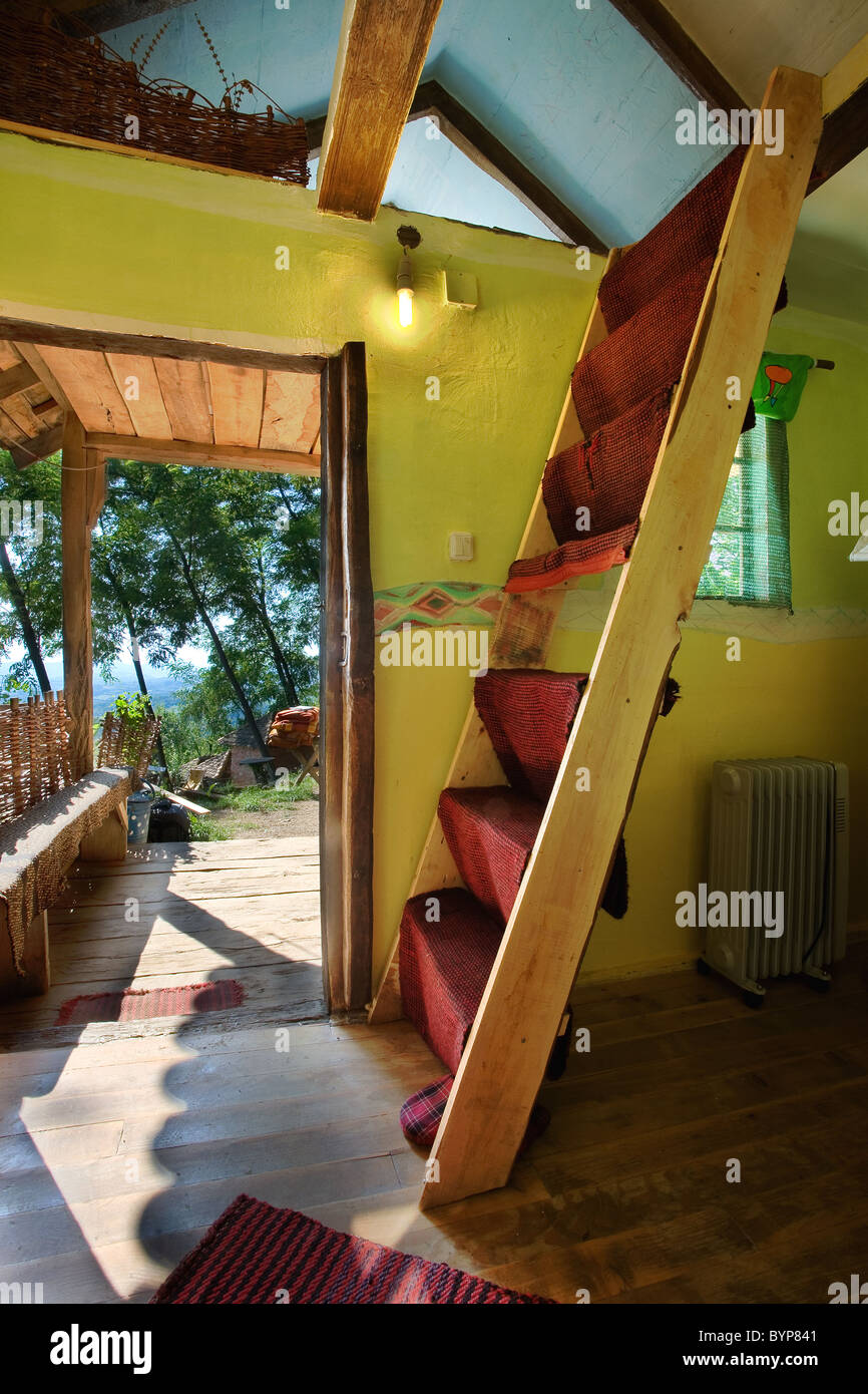 Serbian traditional architecture, interiors and exteriors of a wooden ...