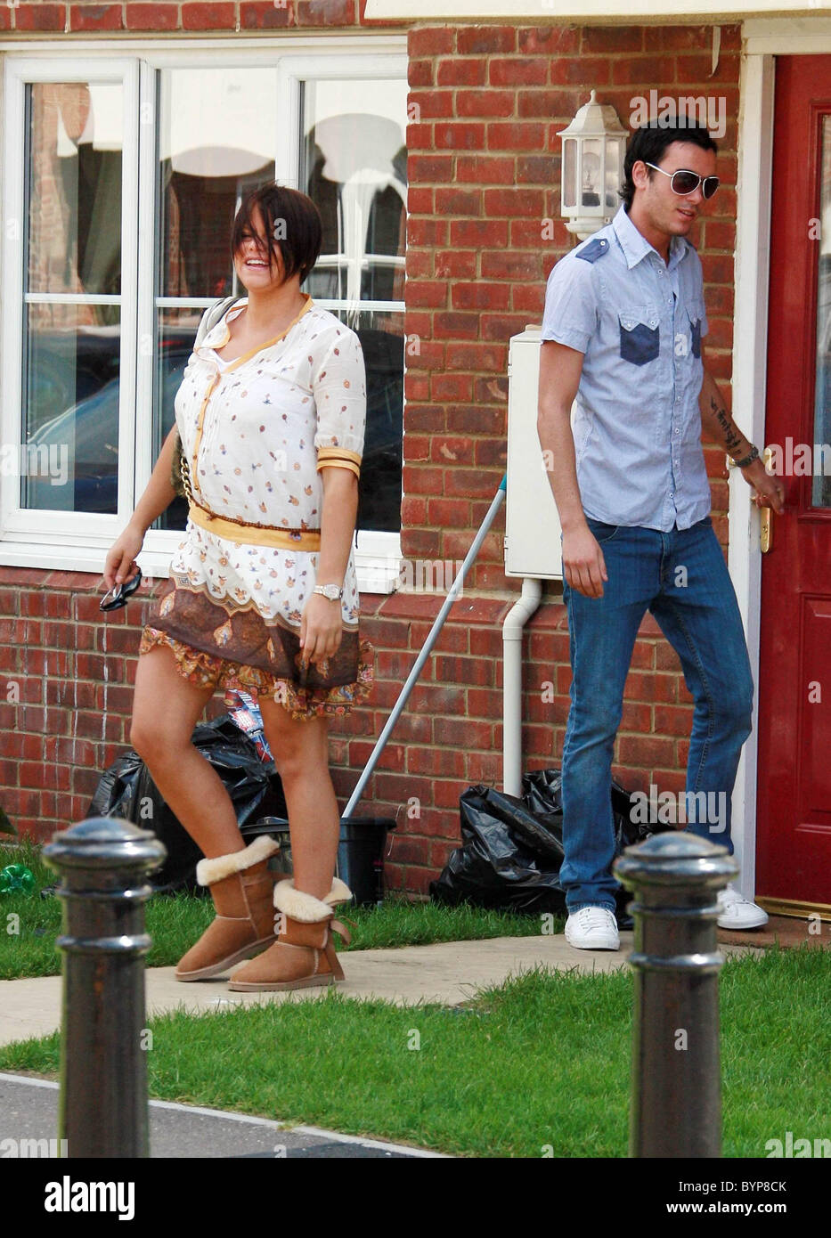 Jade Goody is all smiles as she leaves her home with her fiance Jack ...