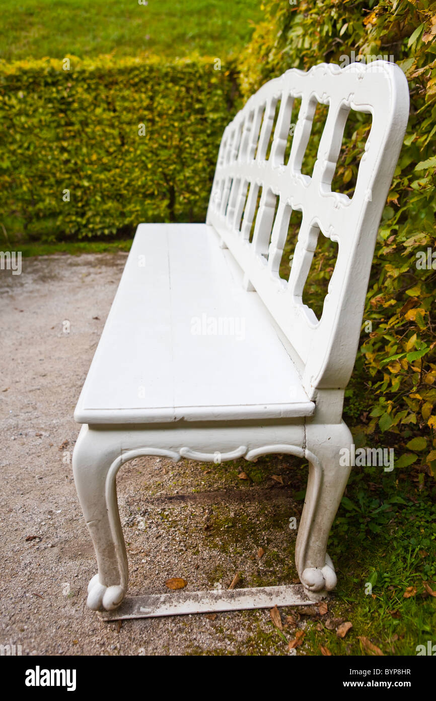 Ornate seating bench at Castle Linderhof, Bavaria, Germany Stock Photo ...