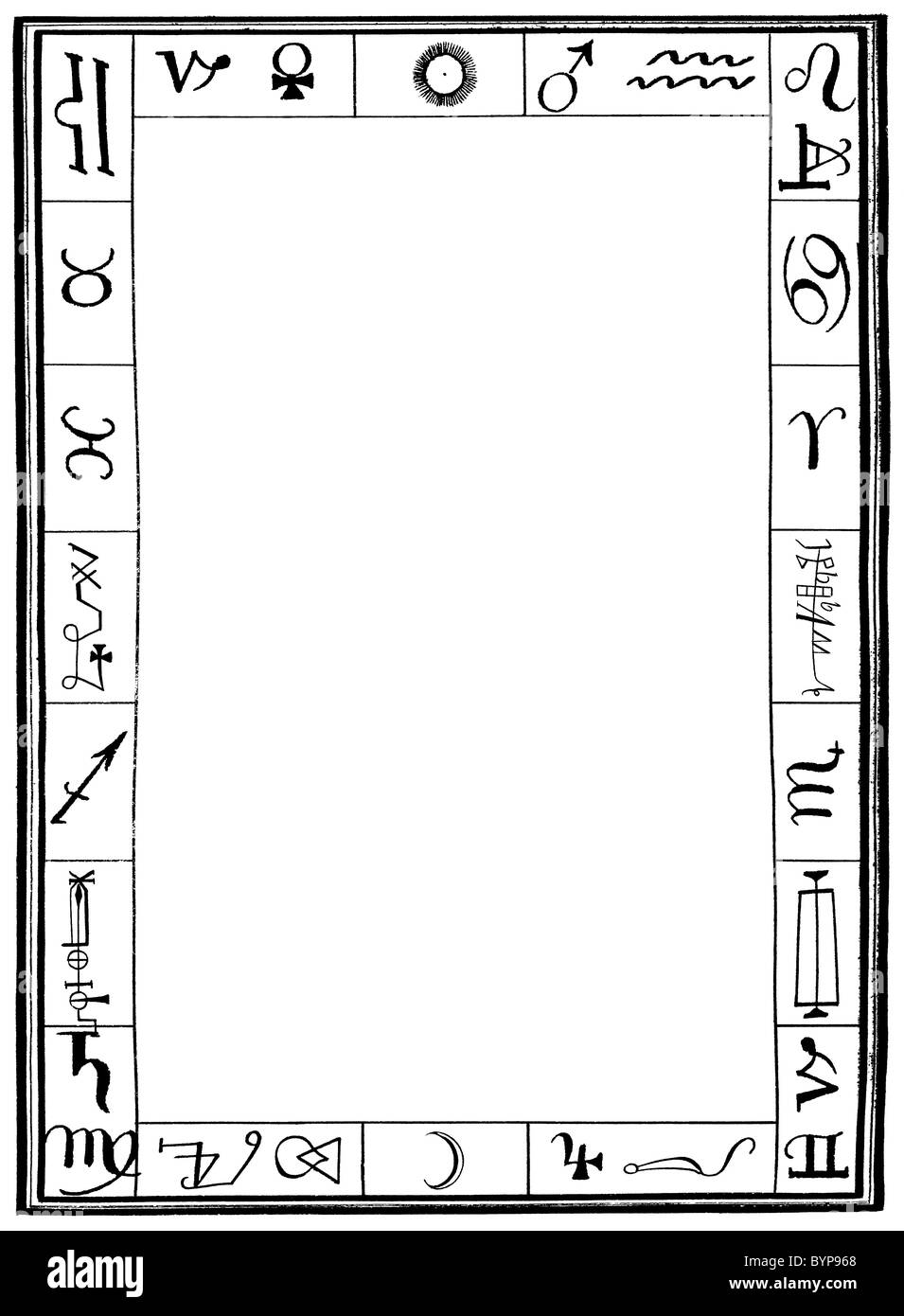 Full Page Border With Alchemical And Zodiacal Symbols and Signs (modern ...