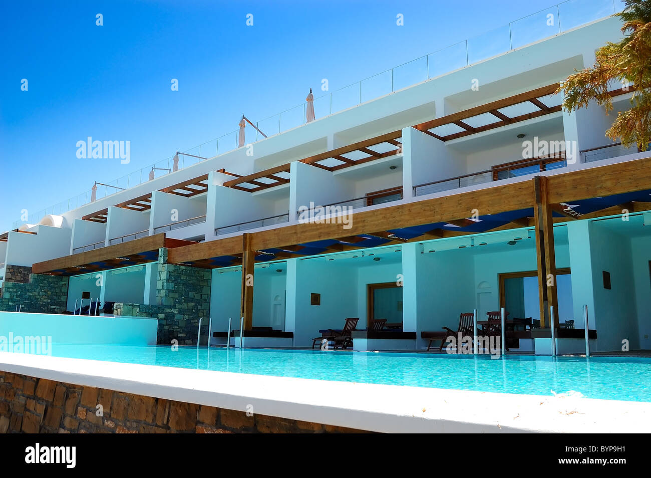 Swimming pool at luxury villa, Crete, Greece Stock Photo - Alamy