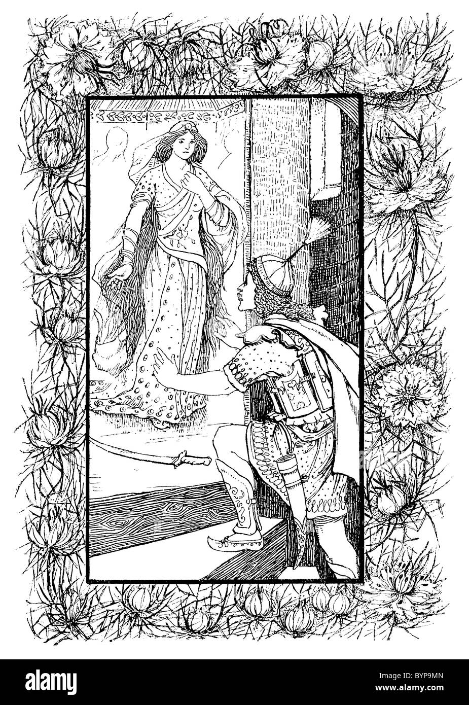 Children prince and princess kneeling Black and White Stock Photos ...