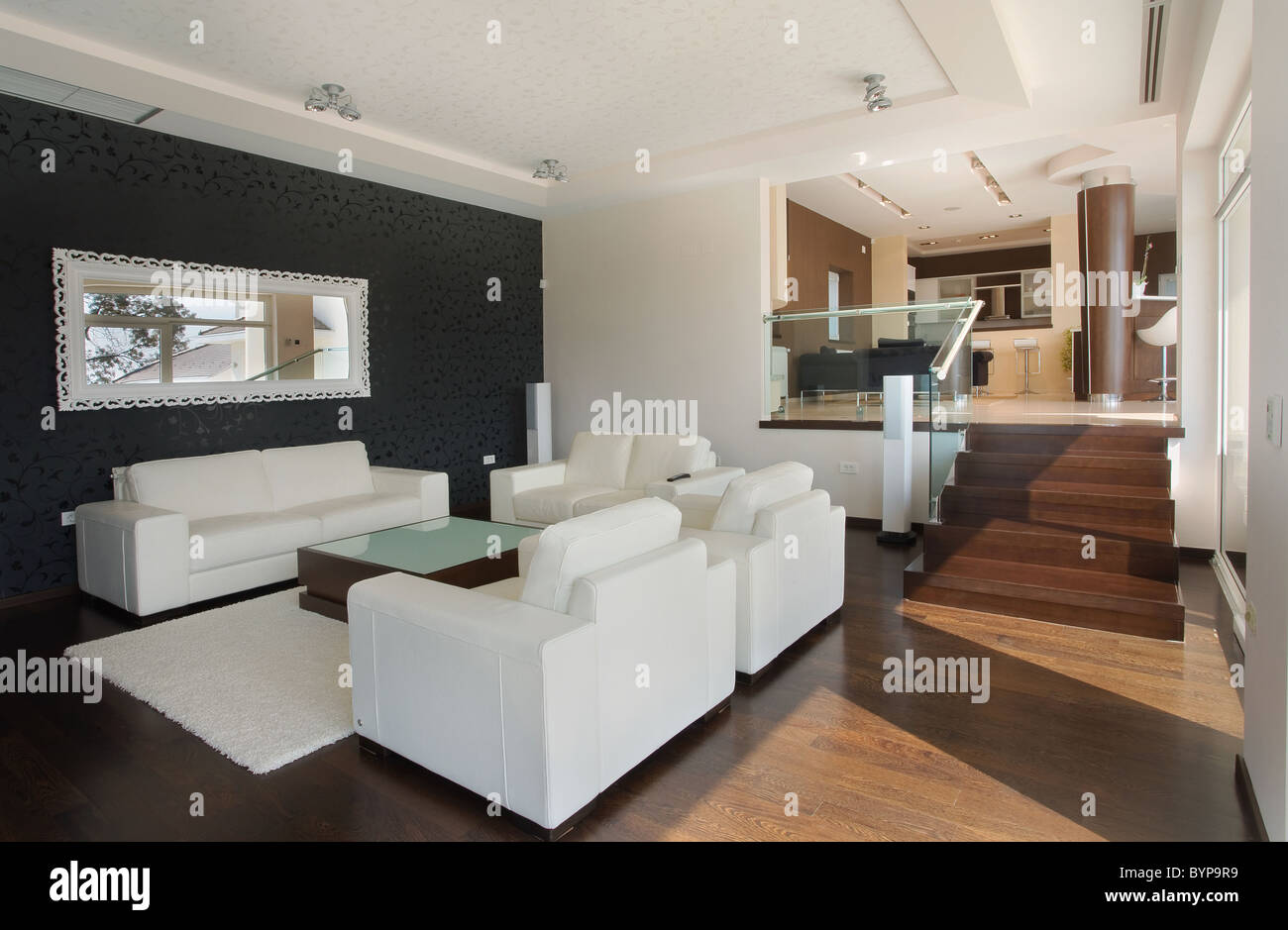 Modern house interiors, contemporary architectural design Stock Photo ...