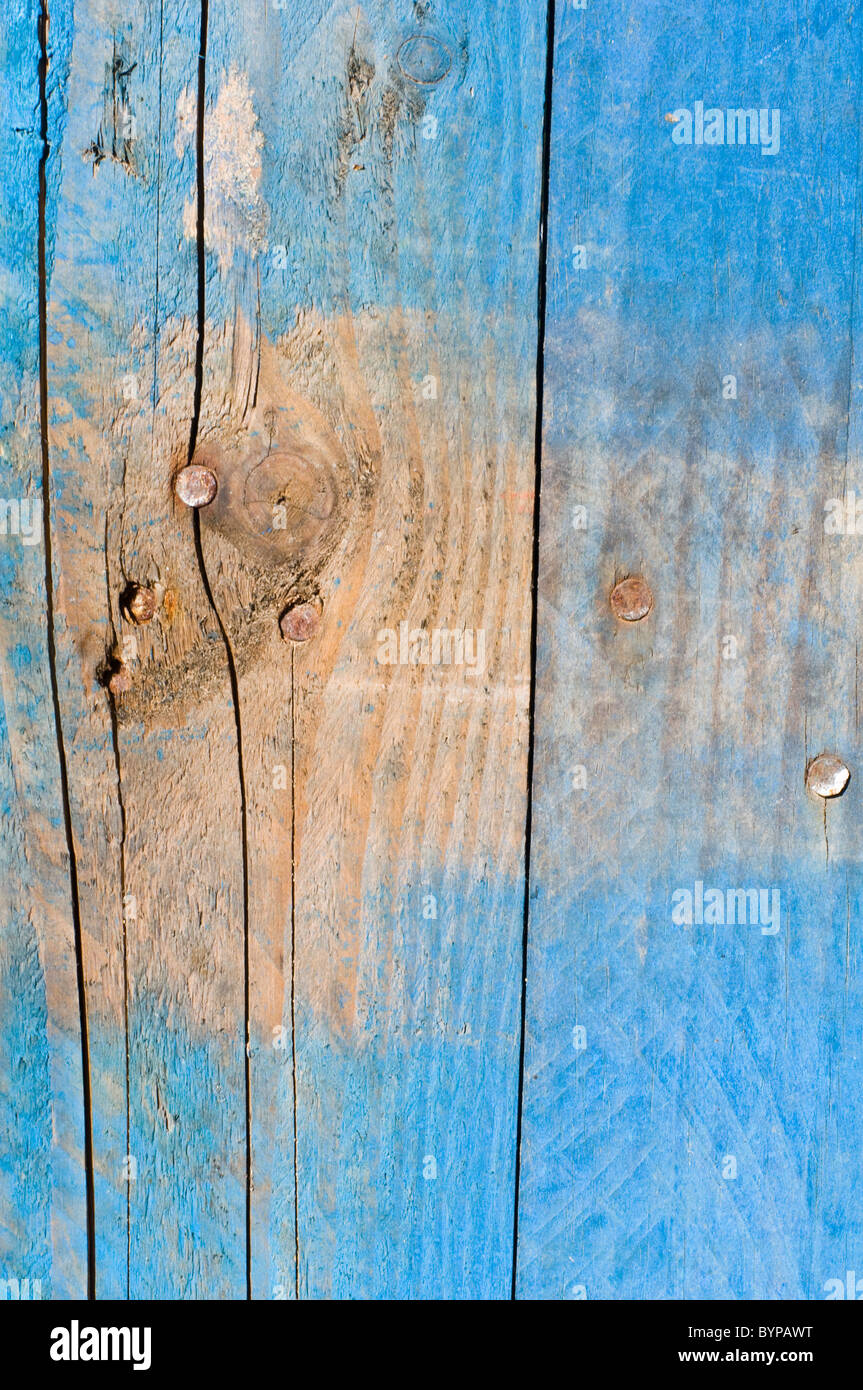 Weathered wood with blue paint Stock Photo - Alamy