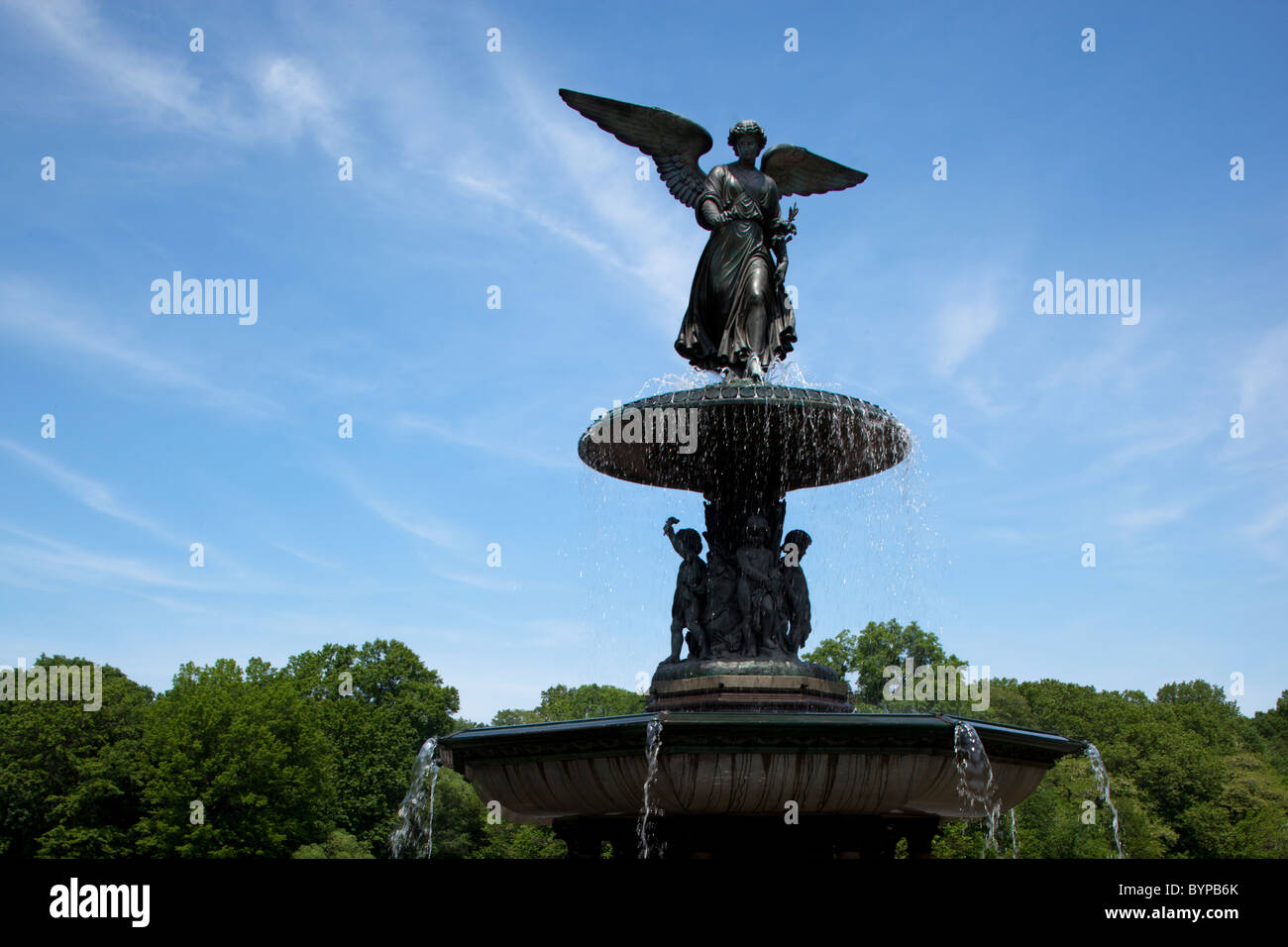 USA, New York, New York City, Statue of angel atop Bethesda Fountain in ...