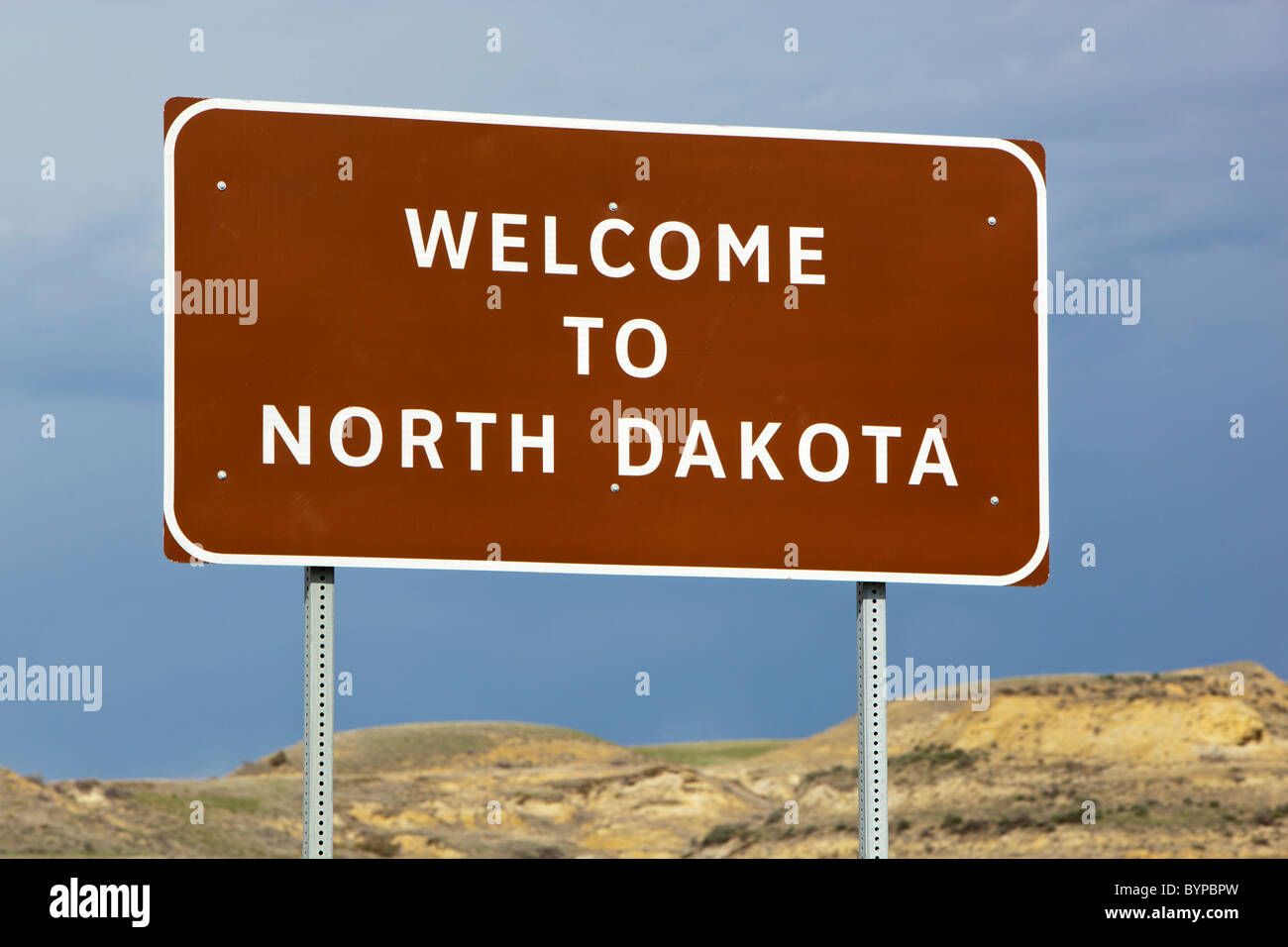 USA, North Dakota, Harding, Welcome to North Dakota sign Stock Photo ...