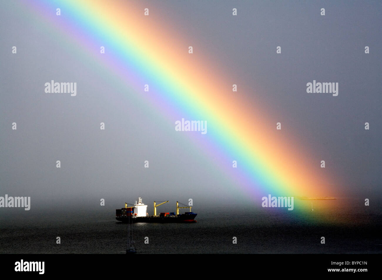 Cargo ship and rainbow, Ushuaia, Patagonia, Argentina Stock Photo - Alamy