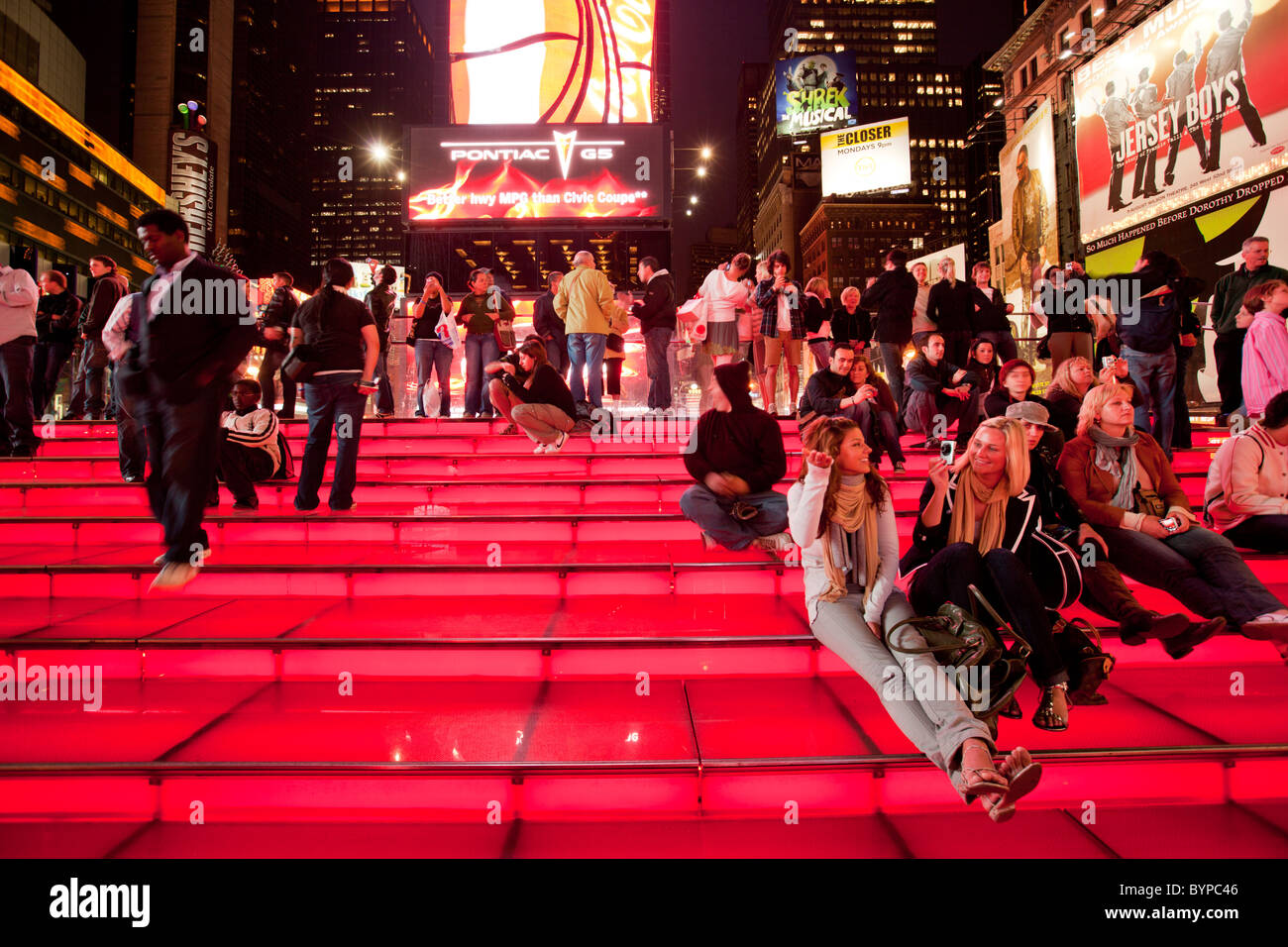 Times square red steps hi-res stock photography and images - Alamy