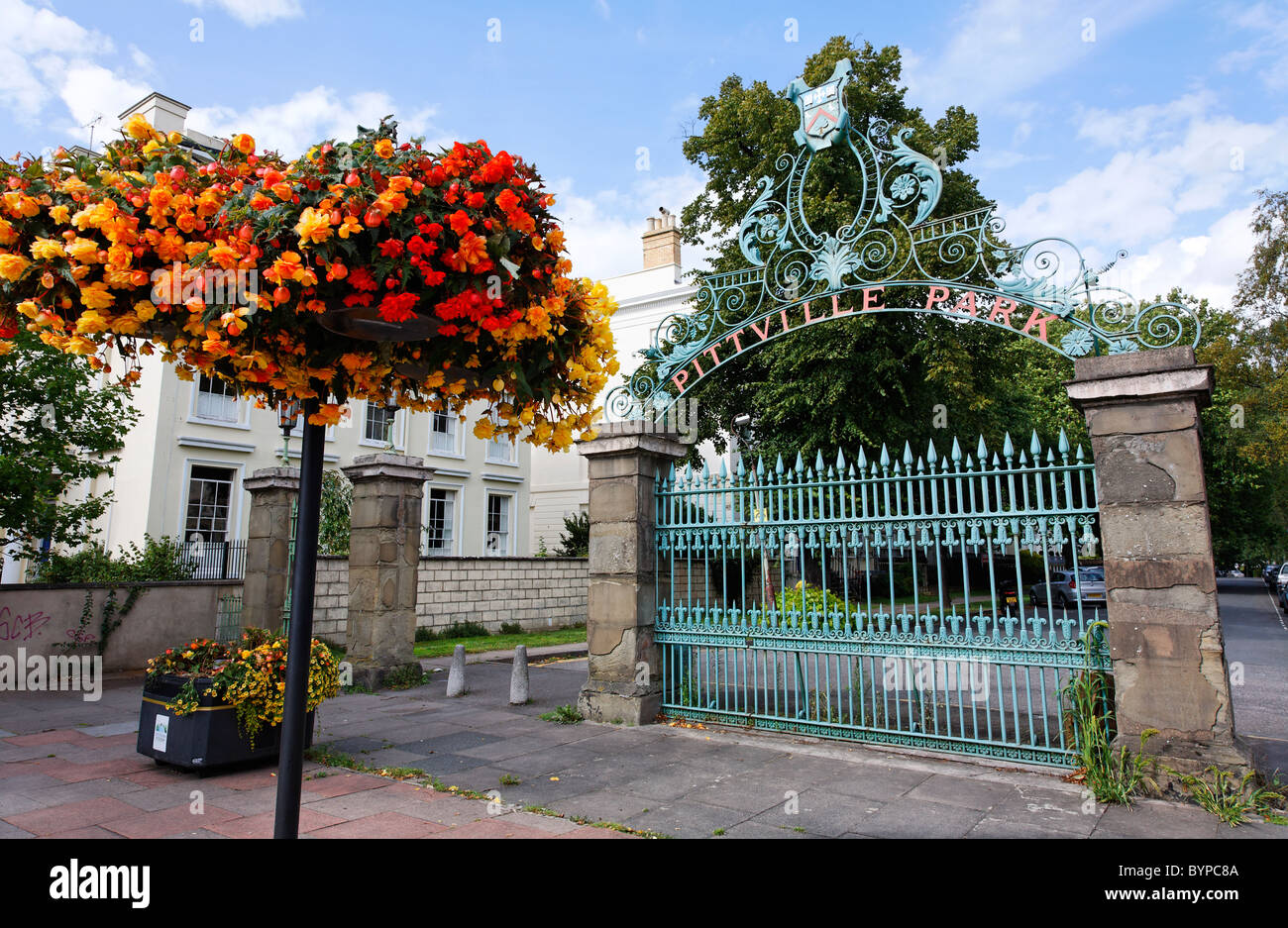 Pittville Park gate, Cheltenham, Gloucestershire, England Stock Photo ...