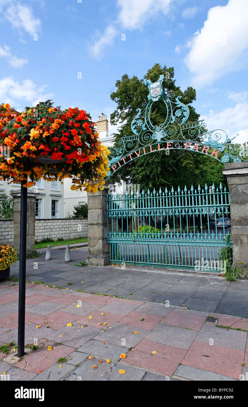 Pittville Park gate, Cheltenham, Gloucestershire, England Stock Photo ...