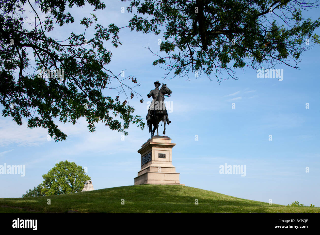 USA, Pennsylvania, Gettysburg, Statue of US Army Major General Winfield ...