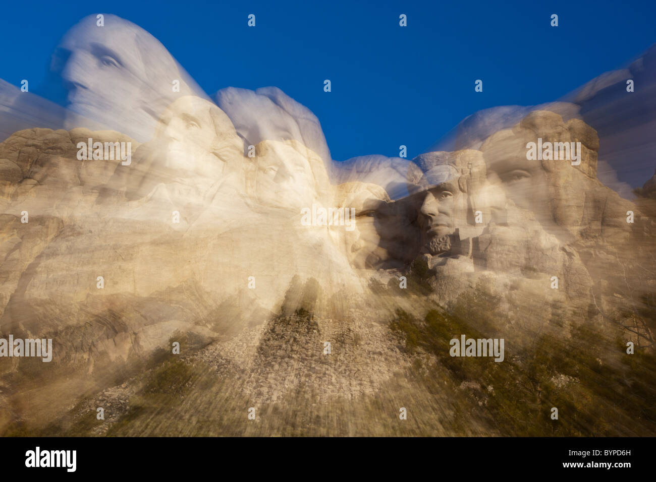 USA, South Dakota, Mount Rushmore National Monument, Blurred image of ...