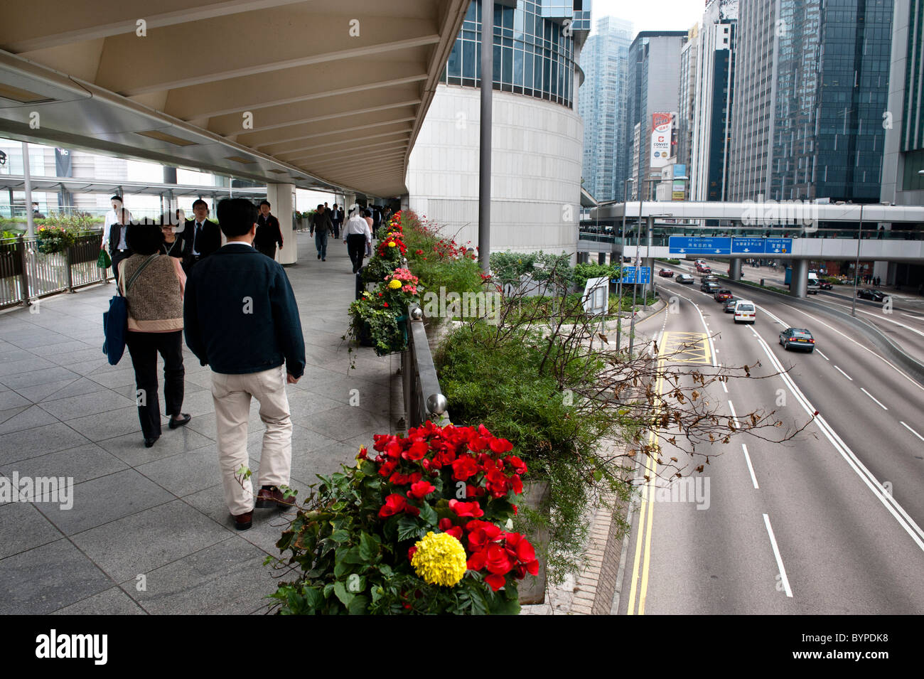 The walkway in Central Hong Kong for pedestrians is being beautified ...