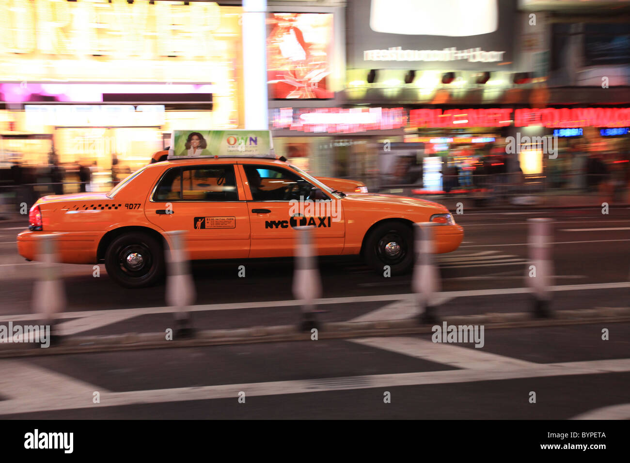 New York yellow taxi in motion on street Stock Photo - Alamy