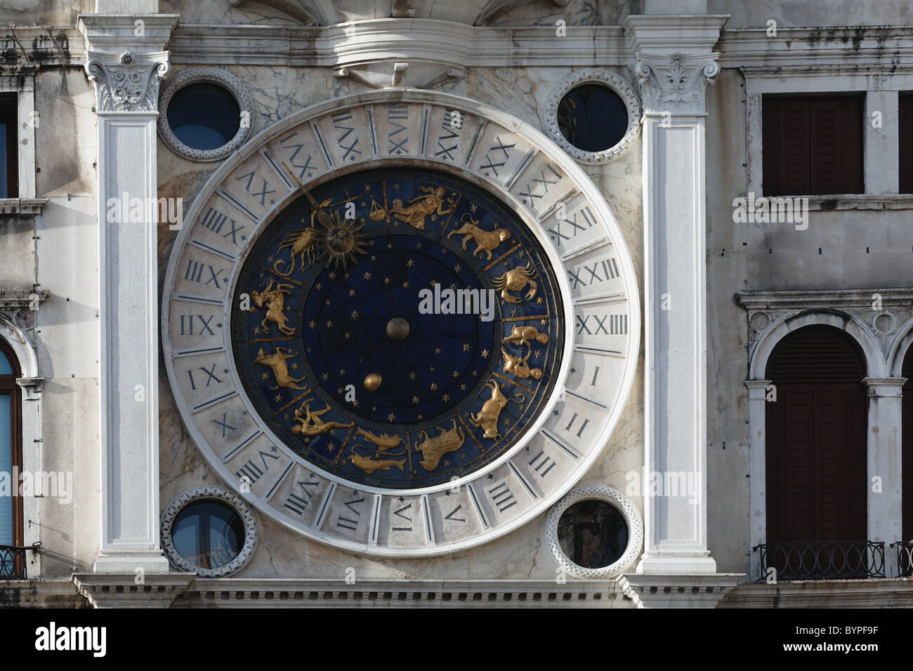 Close Up View of the Clock of the St Mark's Clock tower, Venice, Italy ...