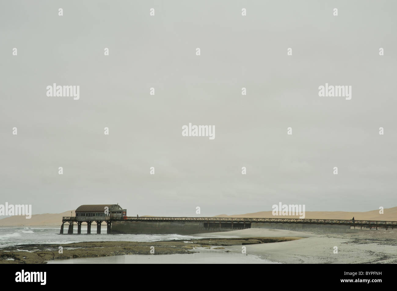 Swakopmund, Namibia, landscape, jetty at Langstrand beach, coast Stock ...